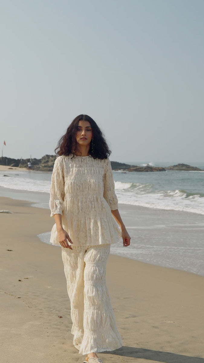 Allover Ruched Lace Pant Set – dash and dot